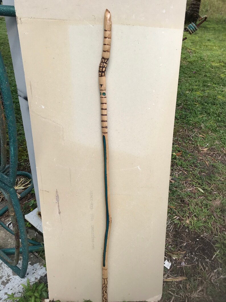 Carved Wooden Hiking Staff. - Etsy