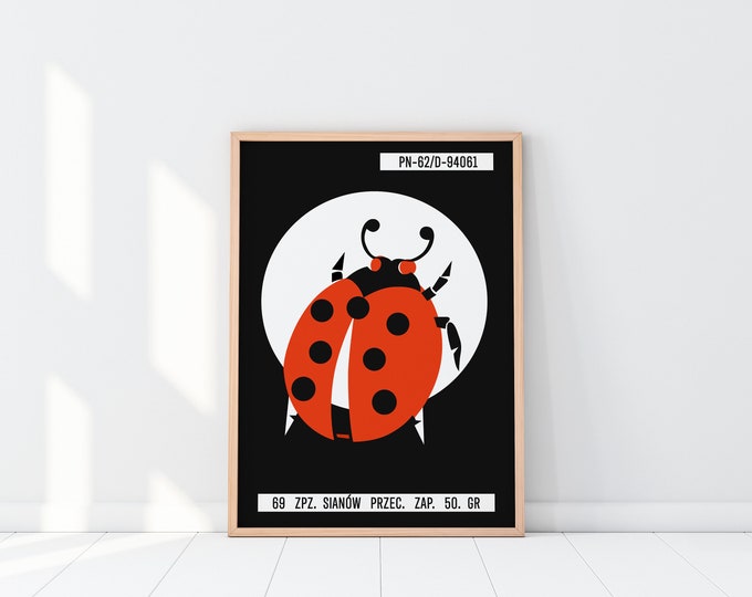 Lucky Ladybug Art Print Poster, Vintage Food Print, Trendy Retro Print ...