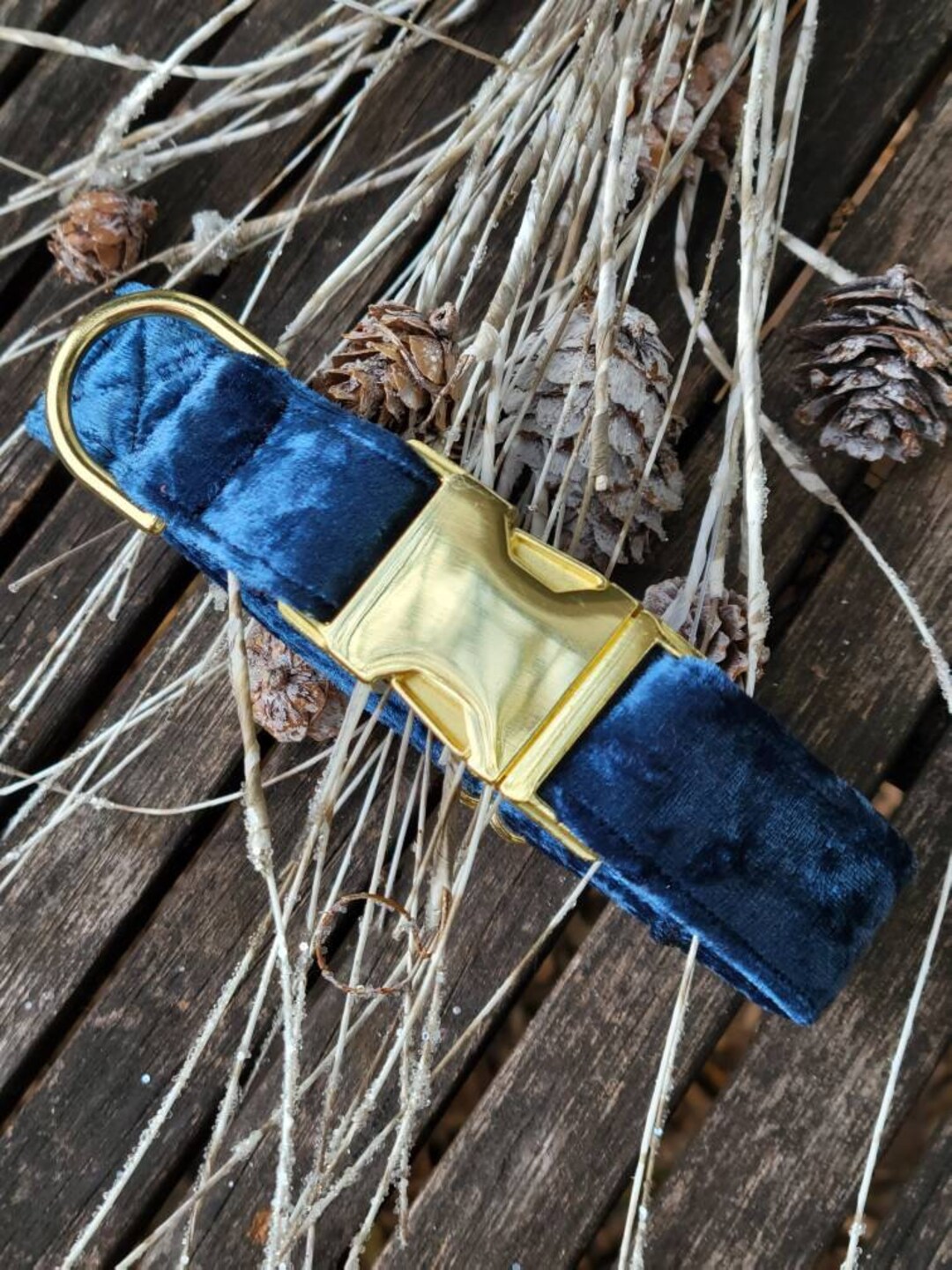 Luxurious Royal Blue Crushed Velvet Dog Collar, Handmade, Sapphire ...