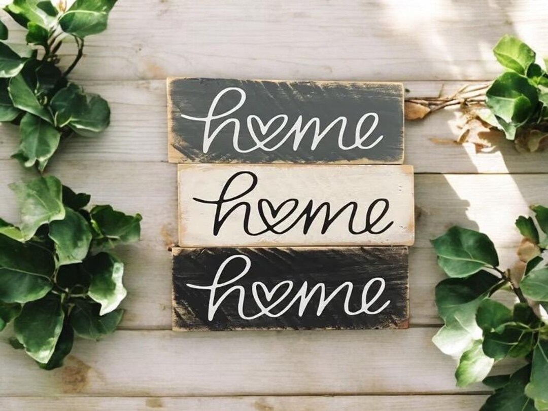 Home Wood Block, Rustic Home Mini Sign, Farmhouse Shelf Sitter ...