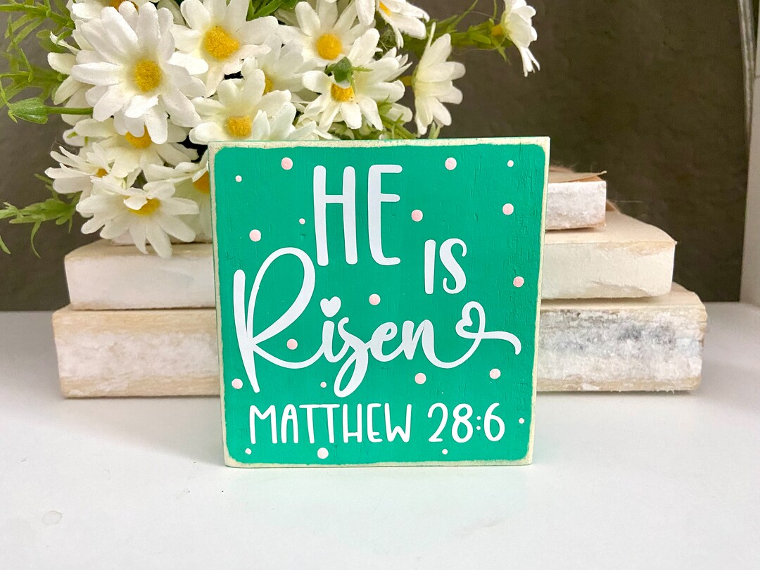 He is Risen Block Sign, Easter Shelf Sitter, Religious Easter Home ...