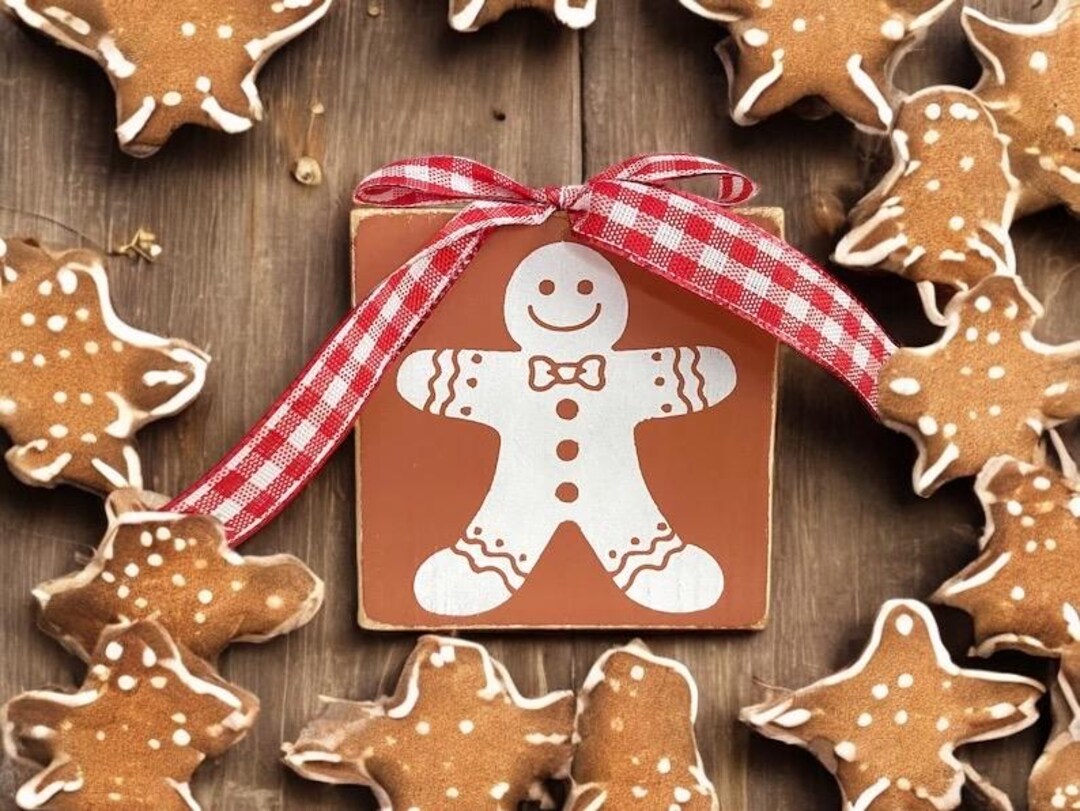 Gingerbread Man Block Sign, Gingerbread Shelf Sitter Sign, Mantle Decor ...