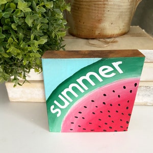 Summer Block Sign, Summer Shelf Sitter Sign, Watermelon Tiered Tray ...
