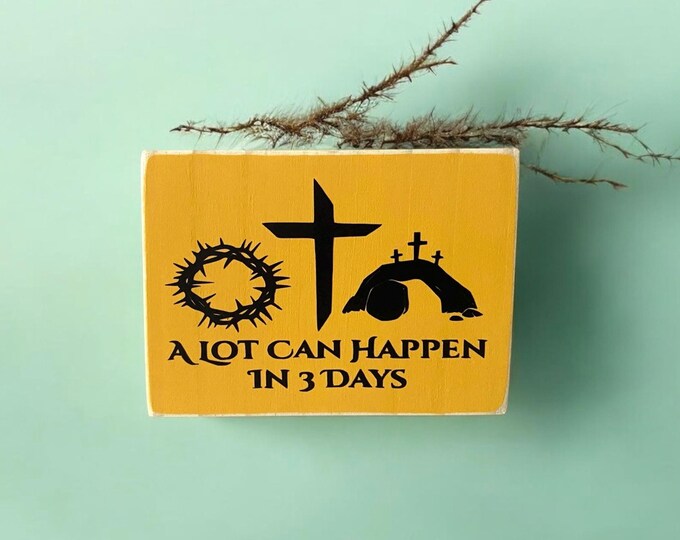Easter Mini Block Sign, Christian Easter Decor, Easter Wood Block, A ...