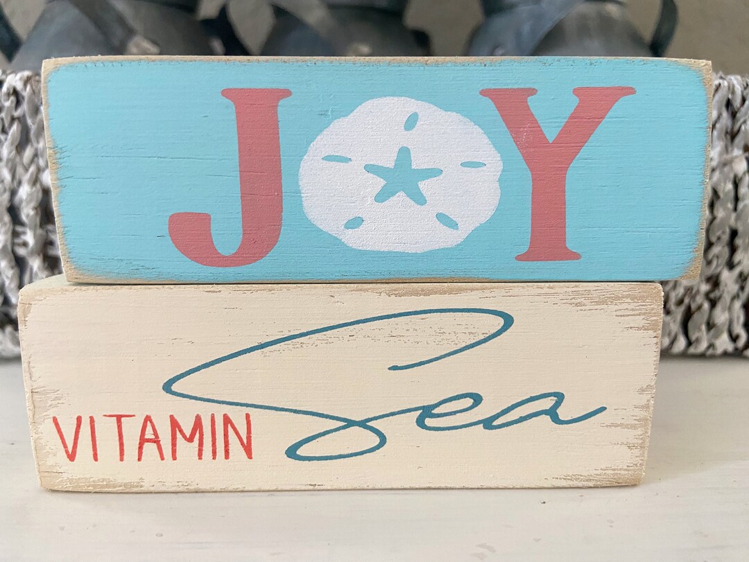 Set of 2 Beach Block Signs, Coastal Home Decor, Beach House Decor ...
