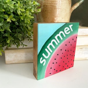 Summer Block Sign, Summer Shelf Sitter Sign, Watermelon Tiered Tray ...