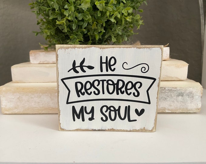 Christian Wood Block, Rustic Christian Shelf Sitter, Inspirational Mini ...