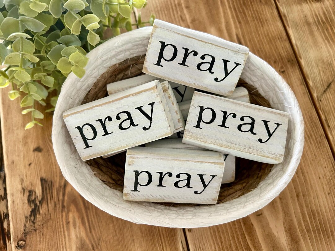 Set of 3 Mini Blocks, Pray Mini Signs, Wood Block Signs, Christian Gift ...
