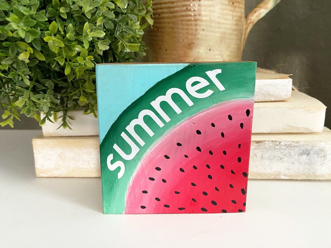 Summer Block Sign, Summer Shelf Sitter Sign, Watermelon Tiered Tray ...