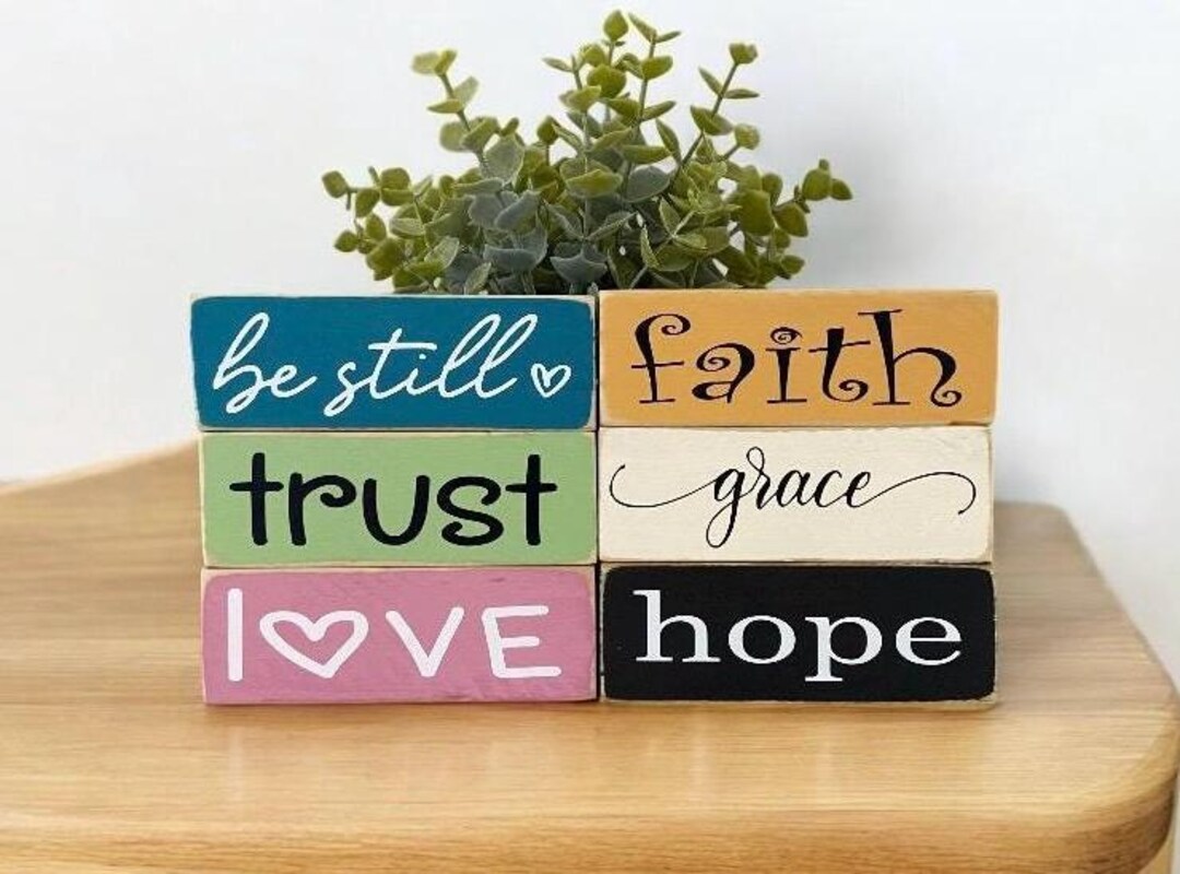 Christian Mini Wood Blocks, Christian Shelf Sitter Signs, Inspiration ...