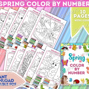 Spring Color by Number for Kids - Etsy
