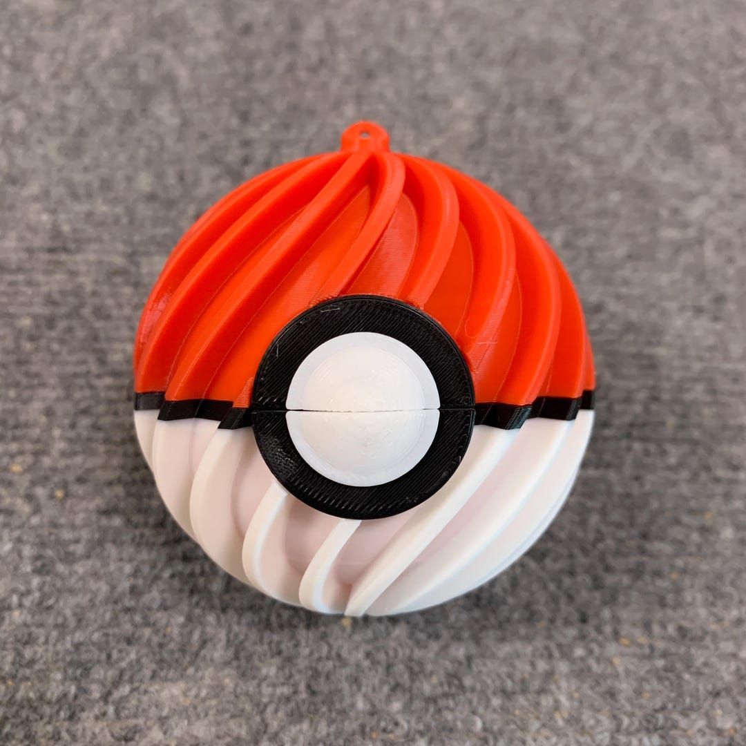 3D Printed Poké Ball Holiday Ornament Present Container Spiral Pokémon ...