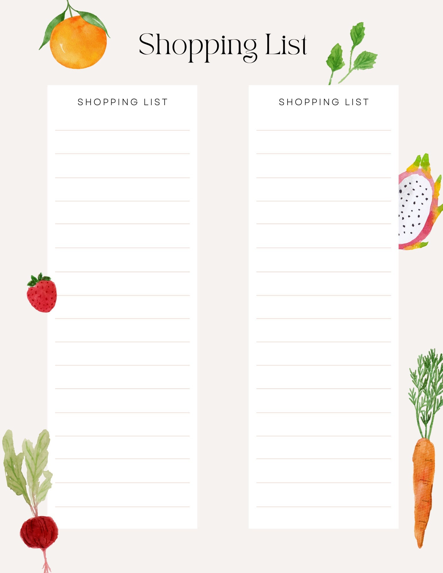 Shopping List Printable Worksheet - Etsy
