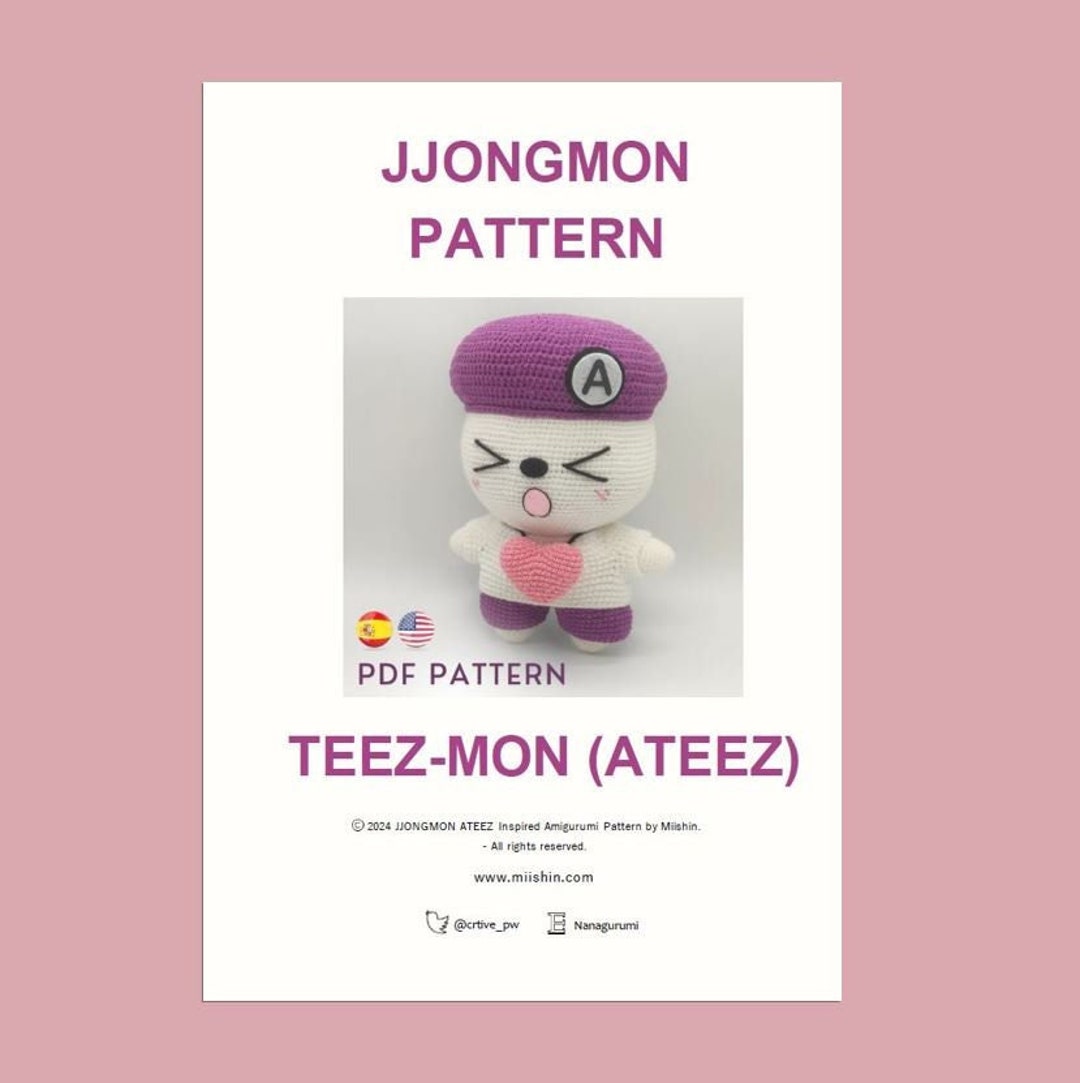 JJONGMON TEEZMON PDF Pattern English & Spanish, Ateez Plushie - Etsy