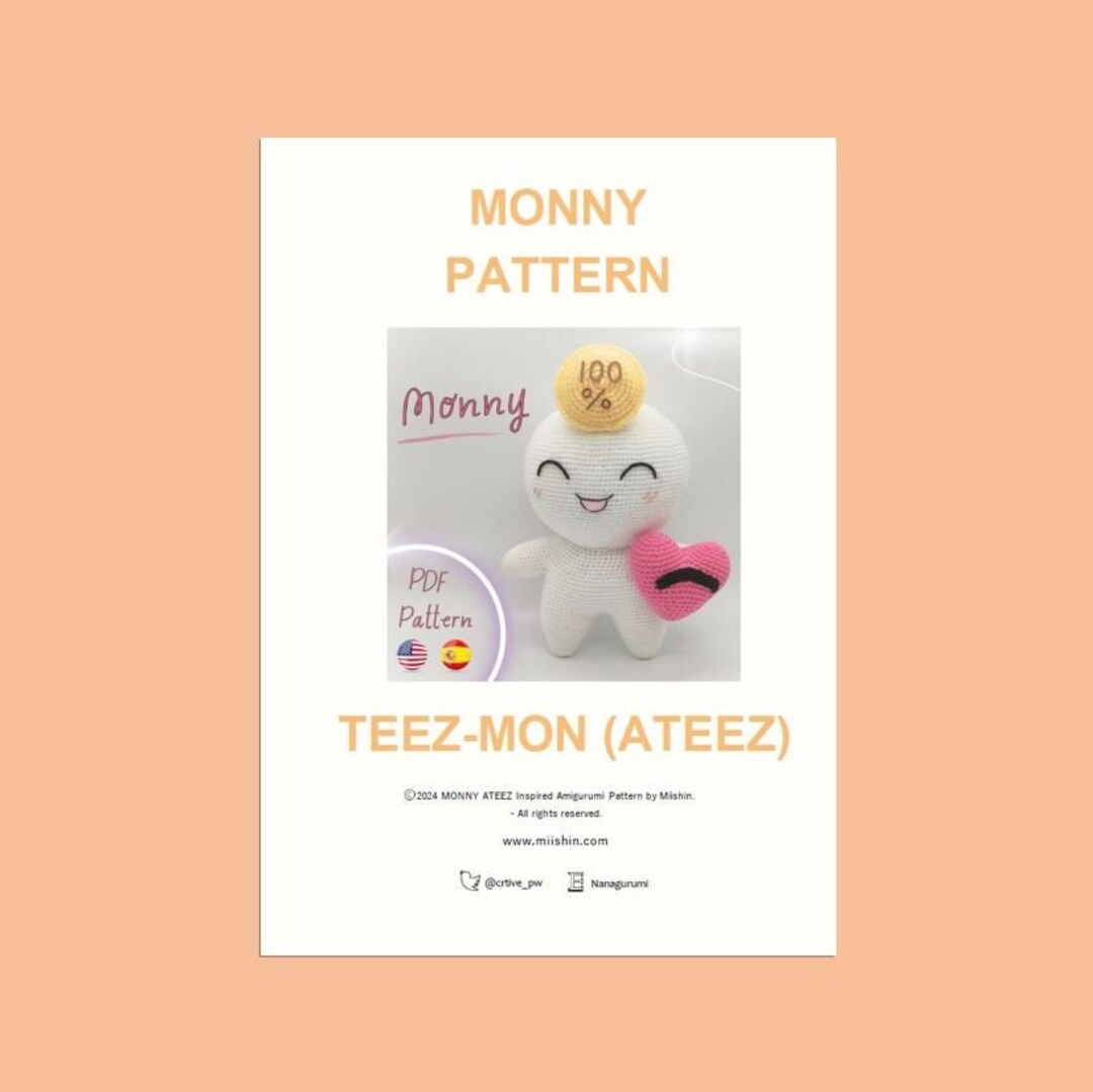 MONNY TEEZMON PDF Pattern English & Spanish, Ateez Plushie - Etsy