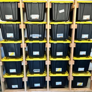 Tote Storage: 27 Gal and 55 Gal Plan With 5x10 Bin Rack Plan - Etsy