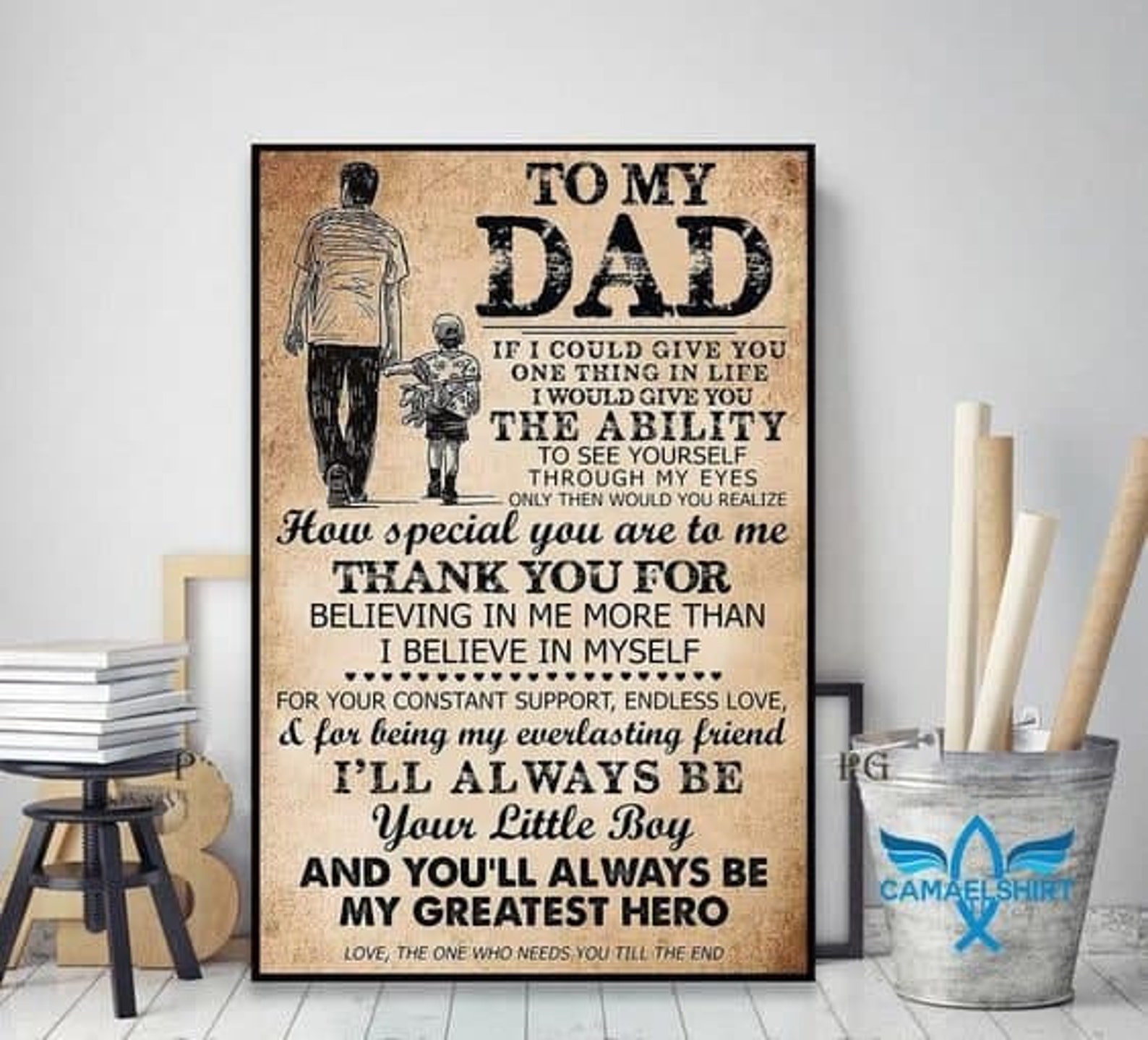 To my dad poster Father's Day Poster Dad and Daughter | Etsy
