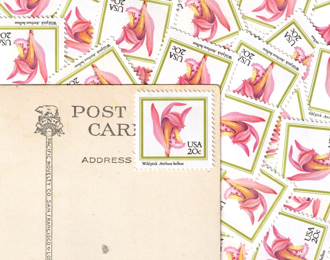 10 New Stamps - 20 Cent ORCHIDS, Bright Wild Pink - Vintage Postage ...