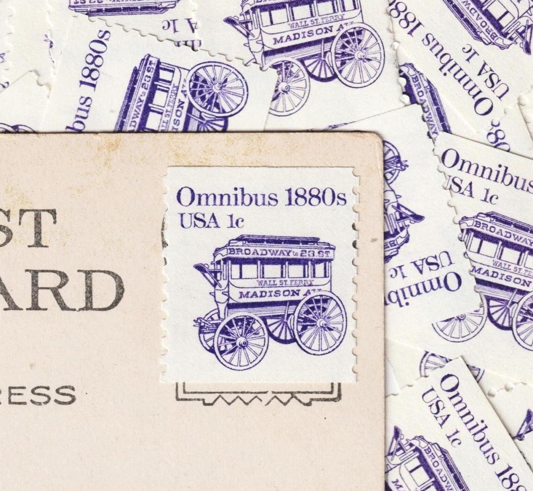 Set of 10 Unused US Stamps: Vintage US Omnibus Carriage 1c - USPS Mail ...