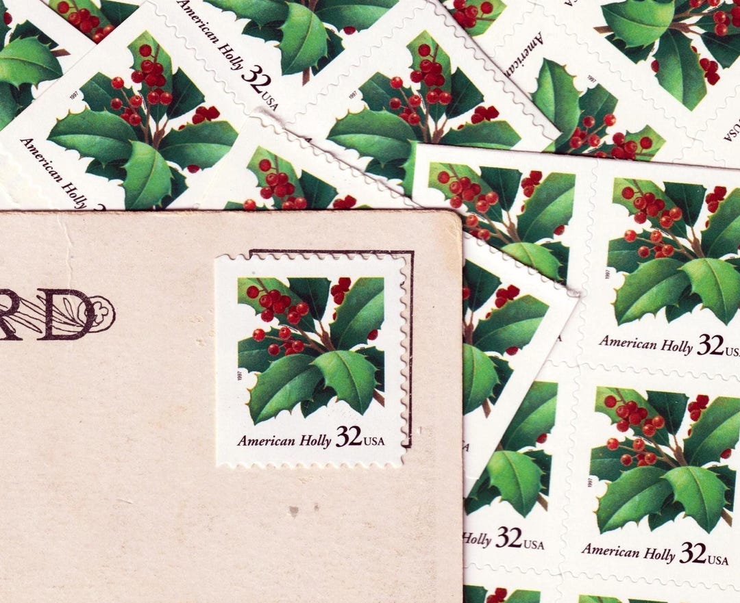 10 Unused Vintage Postage Stamps - USA 32 Cent Holly Plant | USPS Post ...