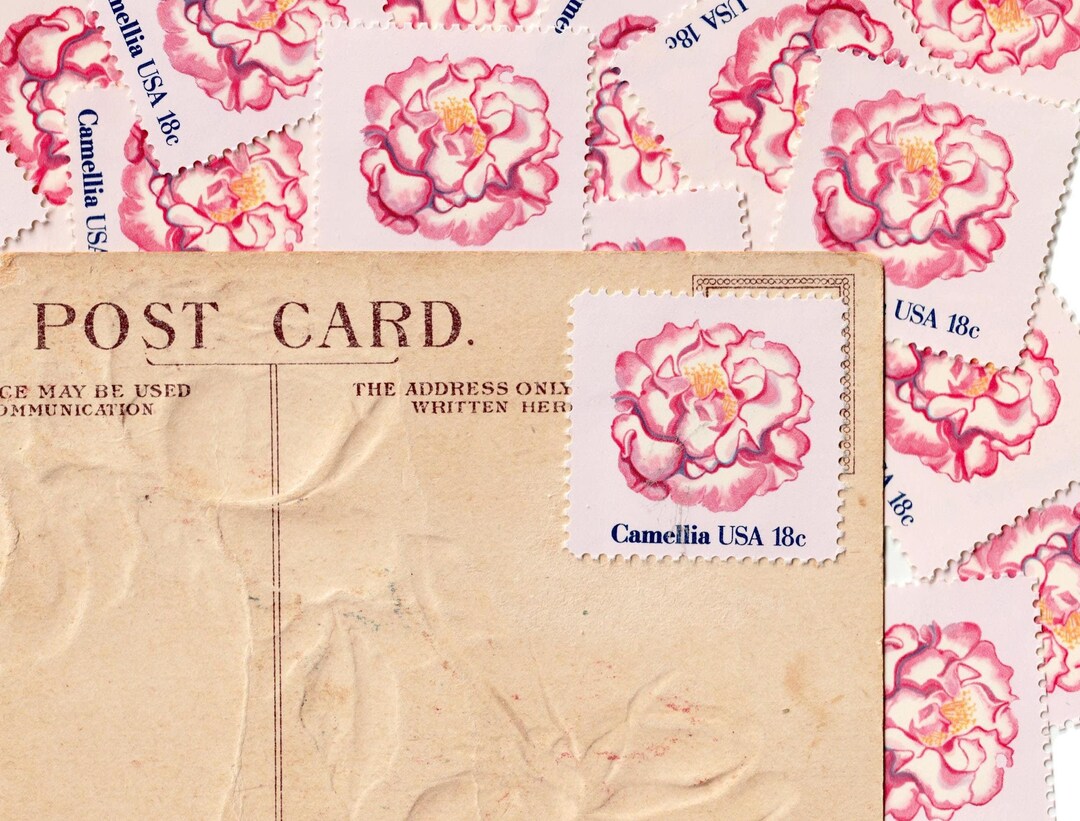 10 New Stamps - 18 Cent "camillia" PINK FLOWERS Vintage Postage, Post ...