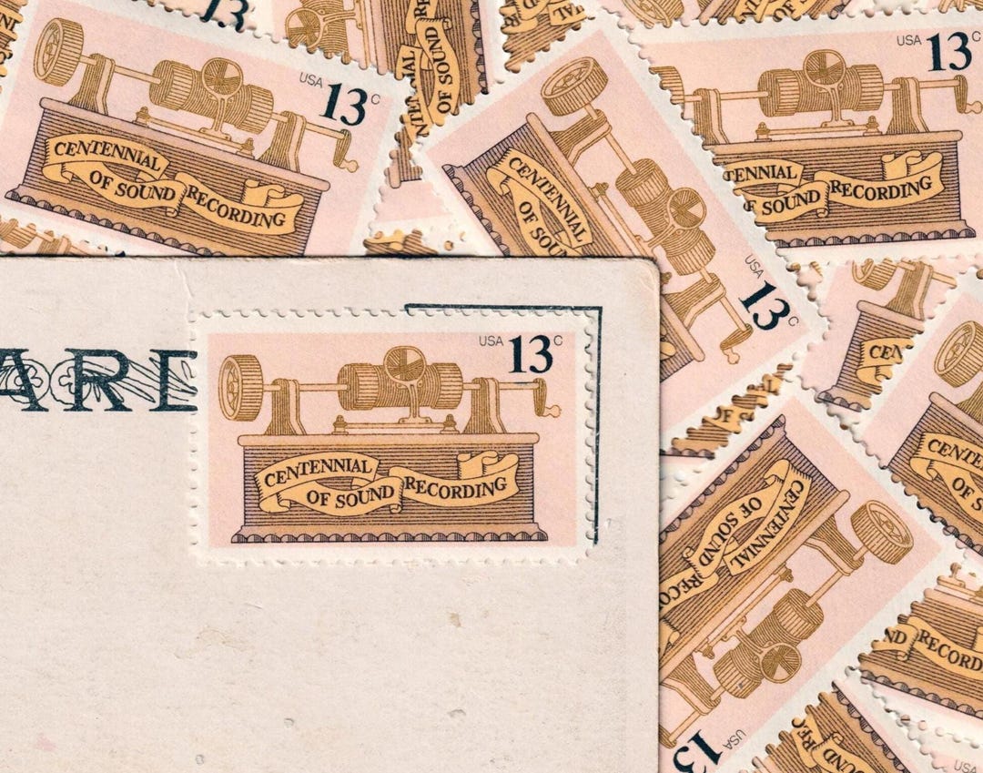 10 Unused Vintage Postage Stamps - USA 13 Cent Sound Recording | USPS ...