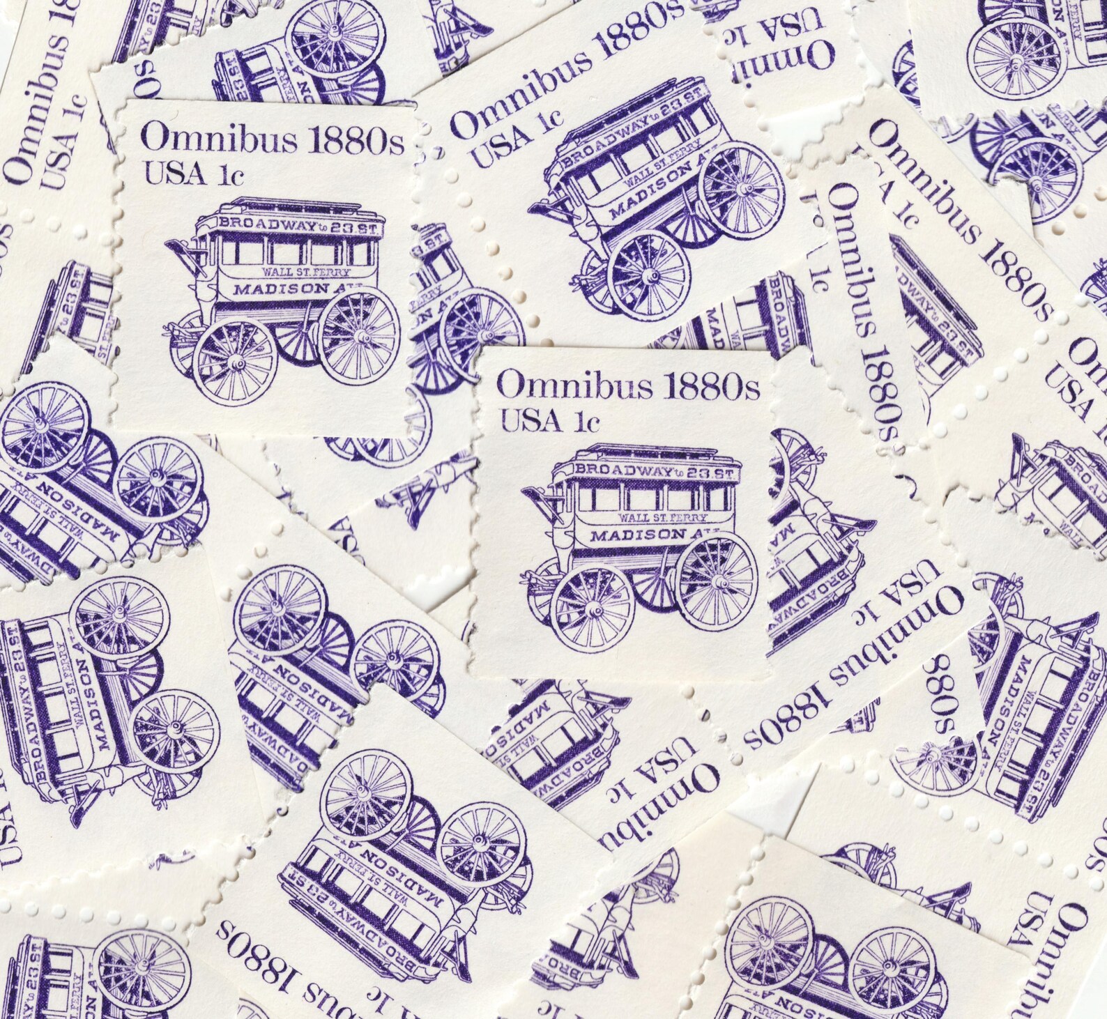 Set of 10 Unused US Stamps: Vintage US Omnibus Carriage 1c - USPS Mail ...