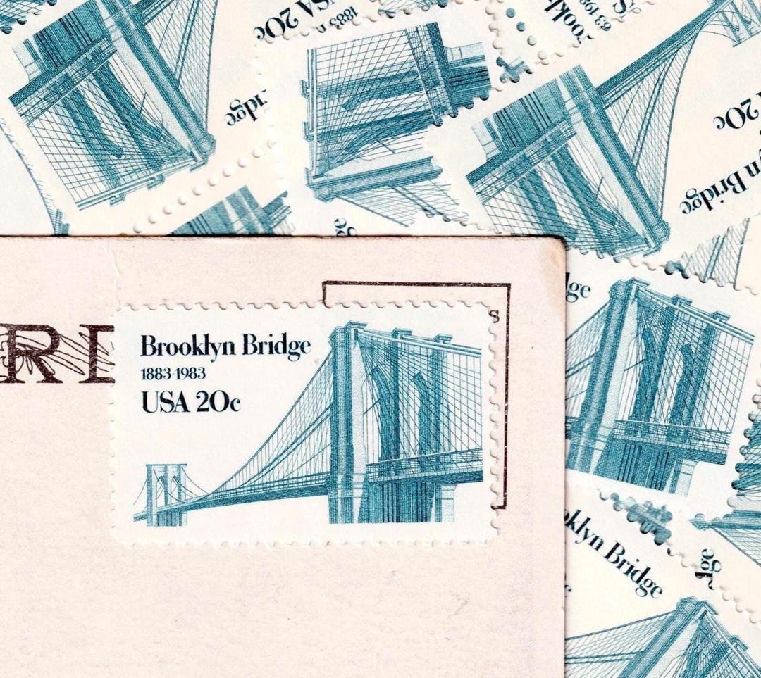 10 Unused Stamps - 20 Cent BROOKLYN BRIDGE Vintage Postage | USPS Valid ...