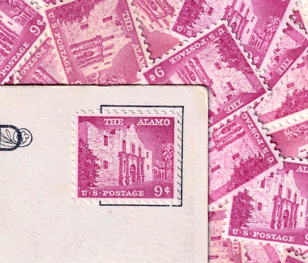 10 Unused Vintage Postage Stamps - USA 9 Cent Alamo Texas | USPS Post ...