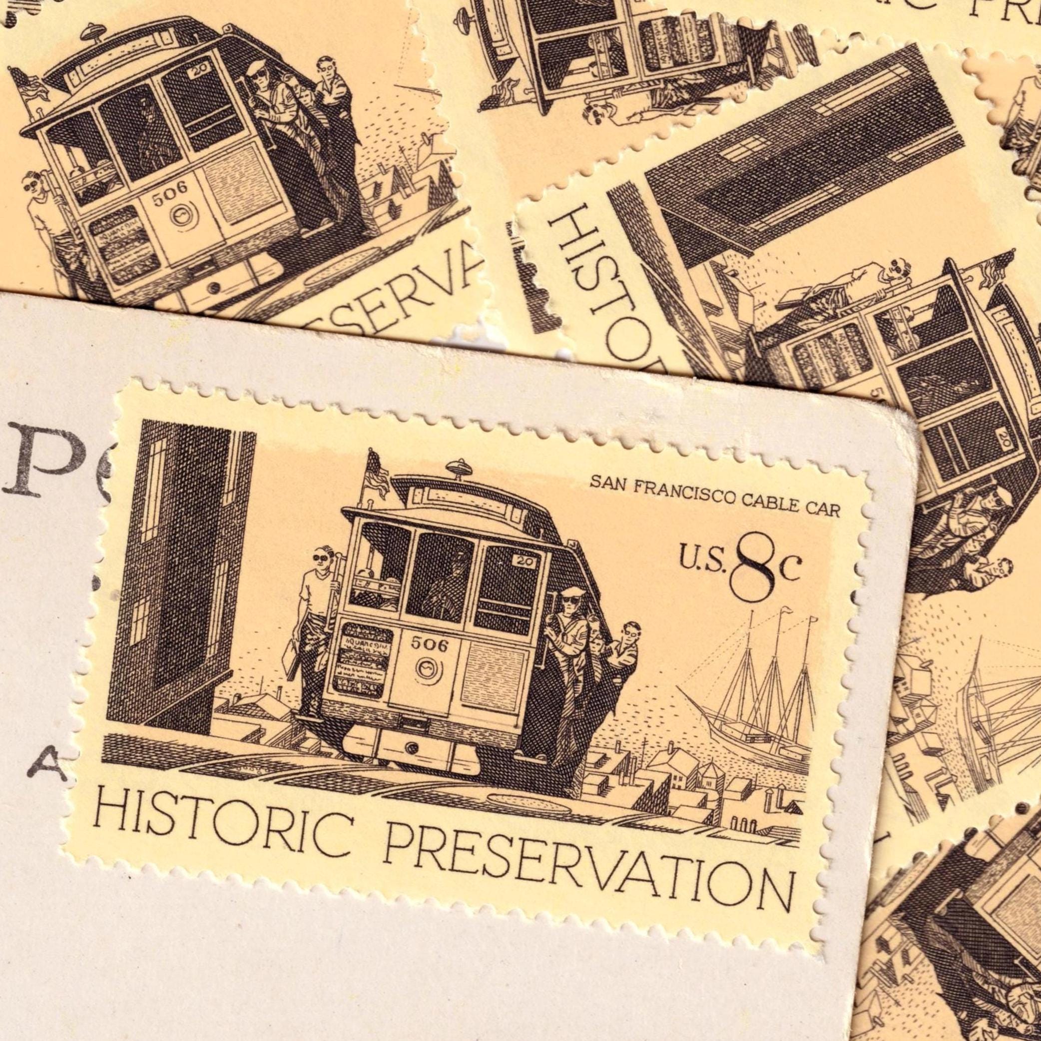 San Francisco Cable Car Stamp Set: 1971 Vintage 8 Cent Stamps - Etsy