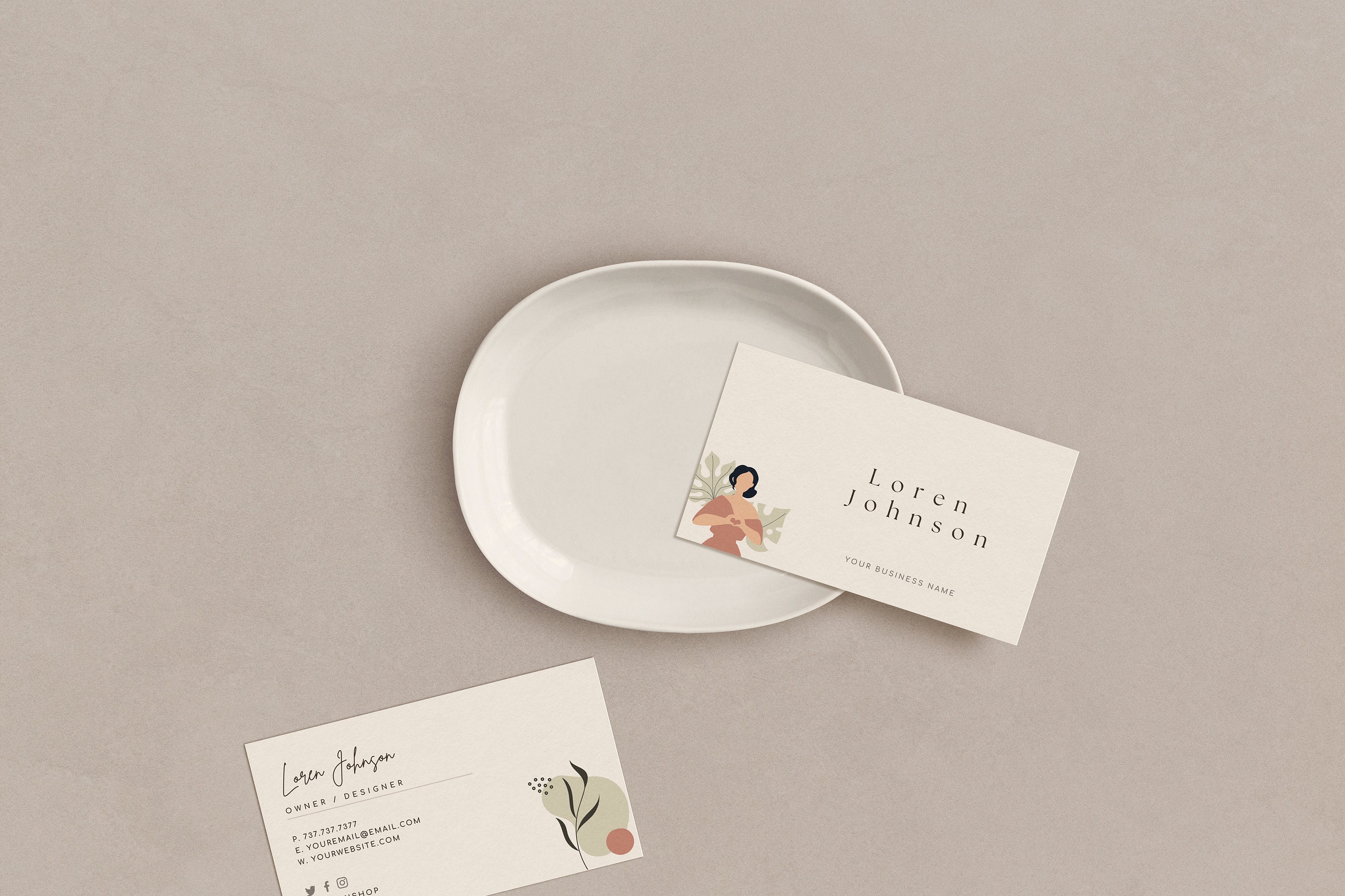 Boho Business Card Template Canva Printable Retro DIY Calling Card ...