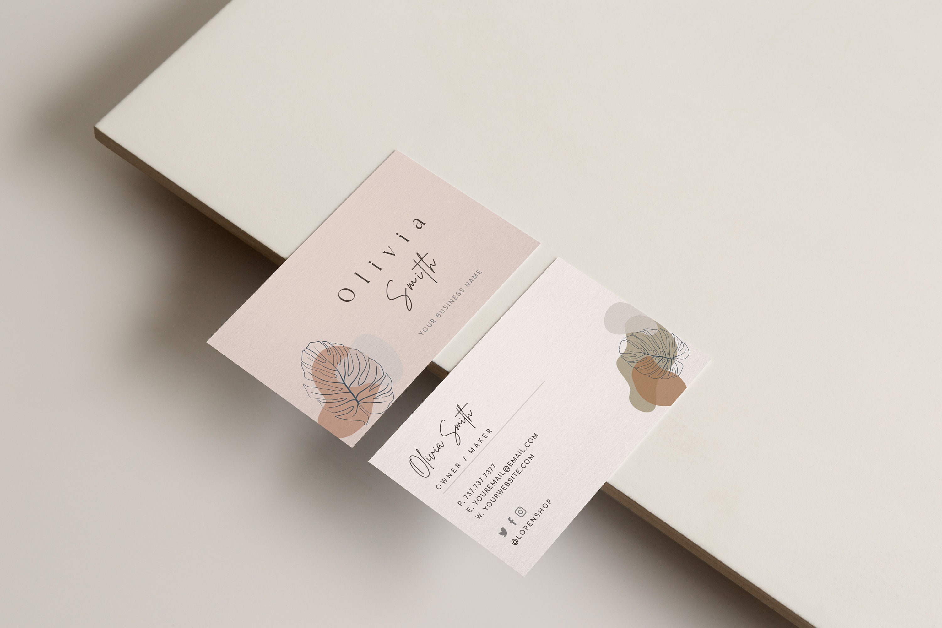 Boho Business Card Template Canva Printable Retro DIY Calling Card ...