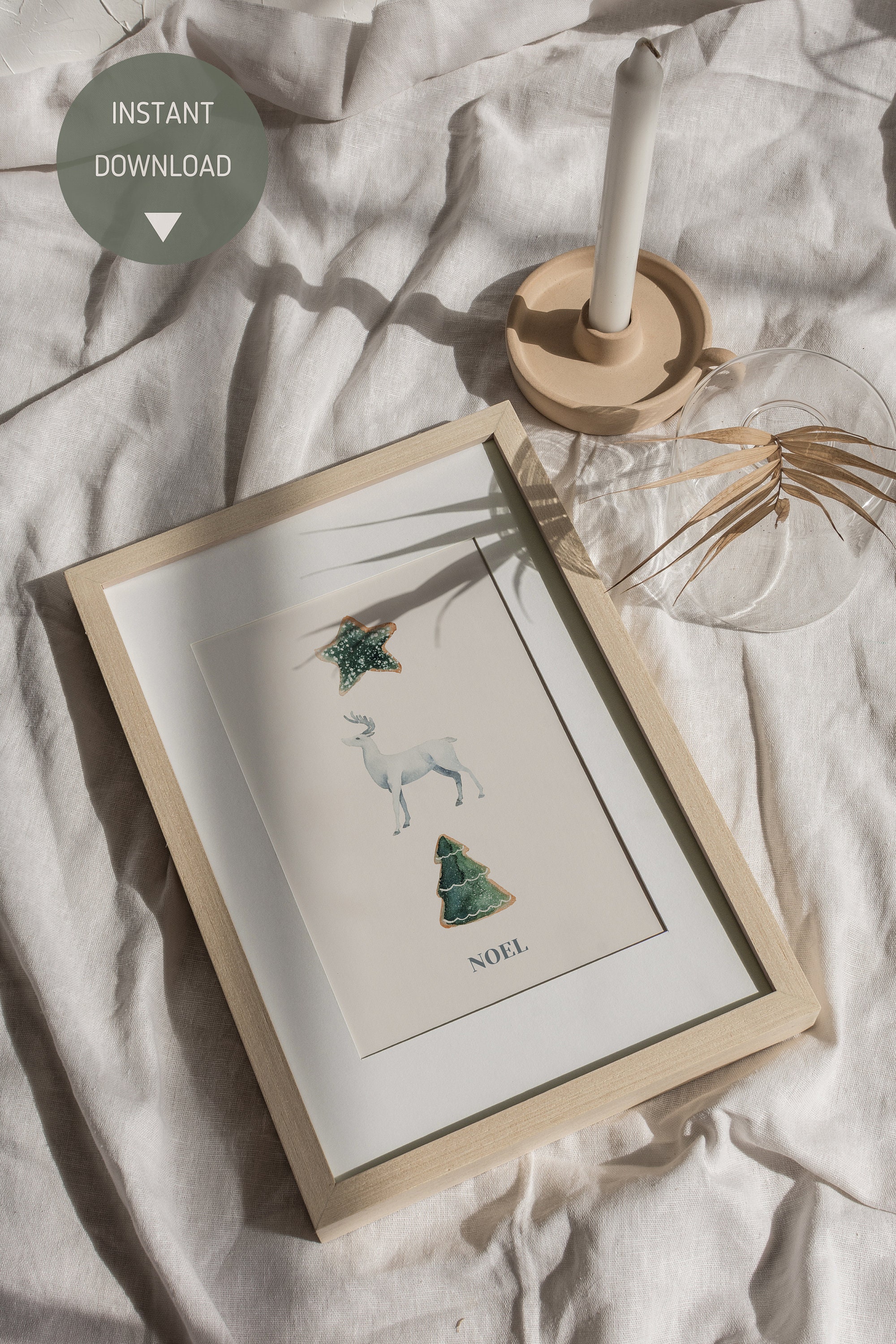 Printable Watercolor Neutral Cozy Christmas Decor | Minimal Noel Merry ...