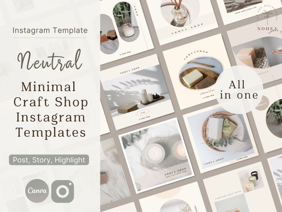 Editable Craft Shop Instagram Template Set Canva 32 post - Etsy