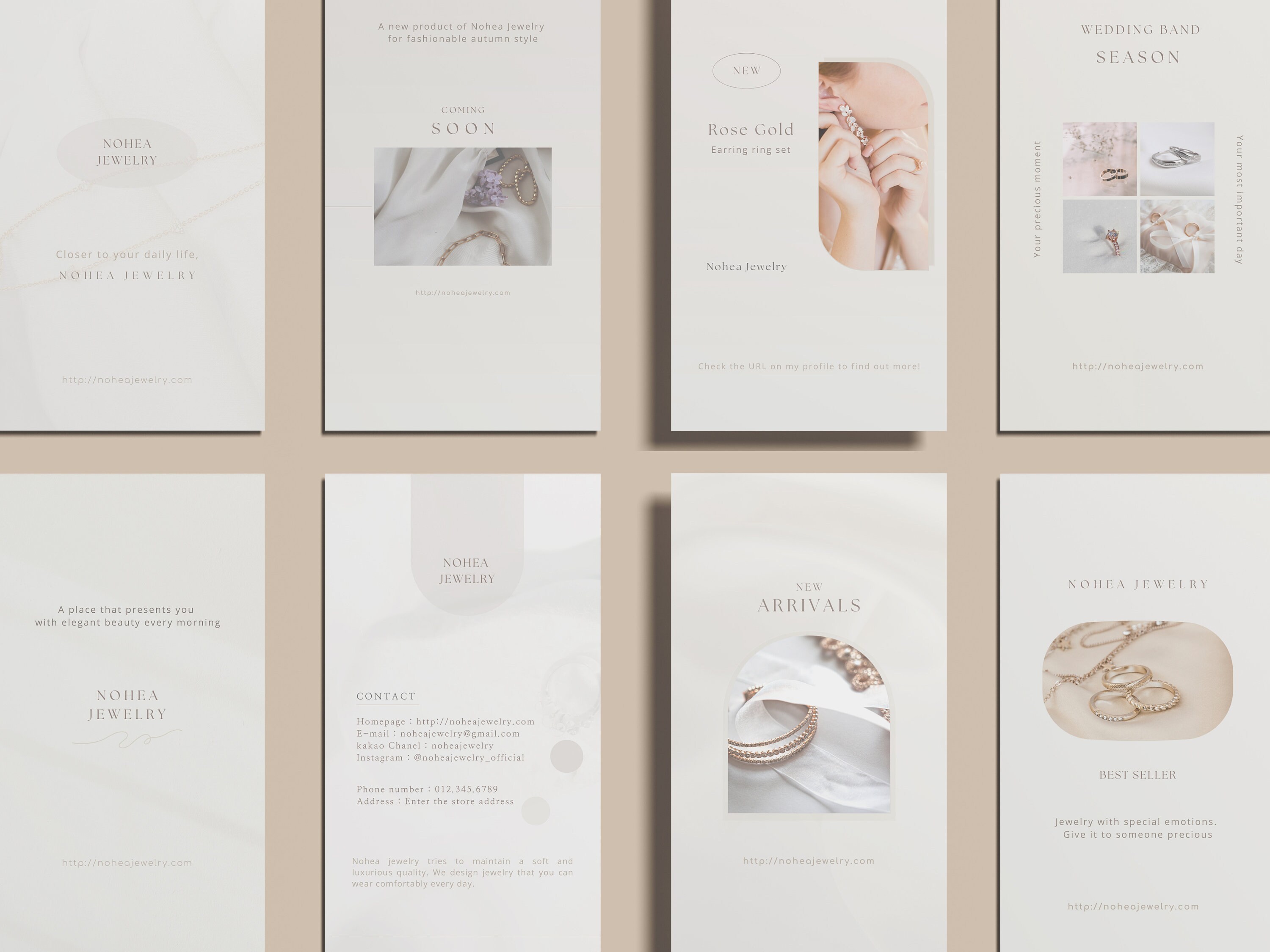 Editable Modern Neutral Beige Jewelry Brand Instagram Post Templates ...