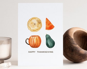 Thanksgiving Pumpkin Card Printable Thankful Greeting Card Watercolor ...
