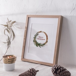 Printable Watercolor Wreath Merry Christmas Decor| Minimal Vintage ...