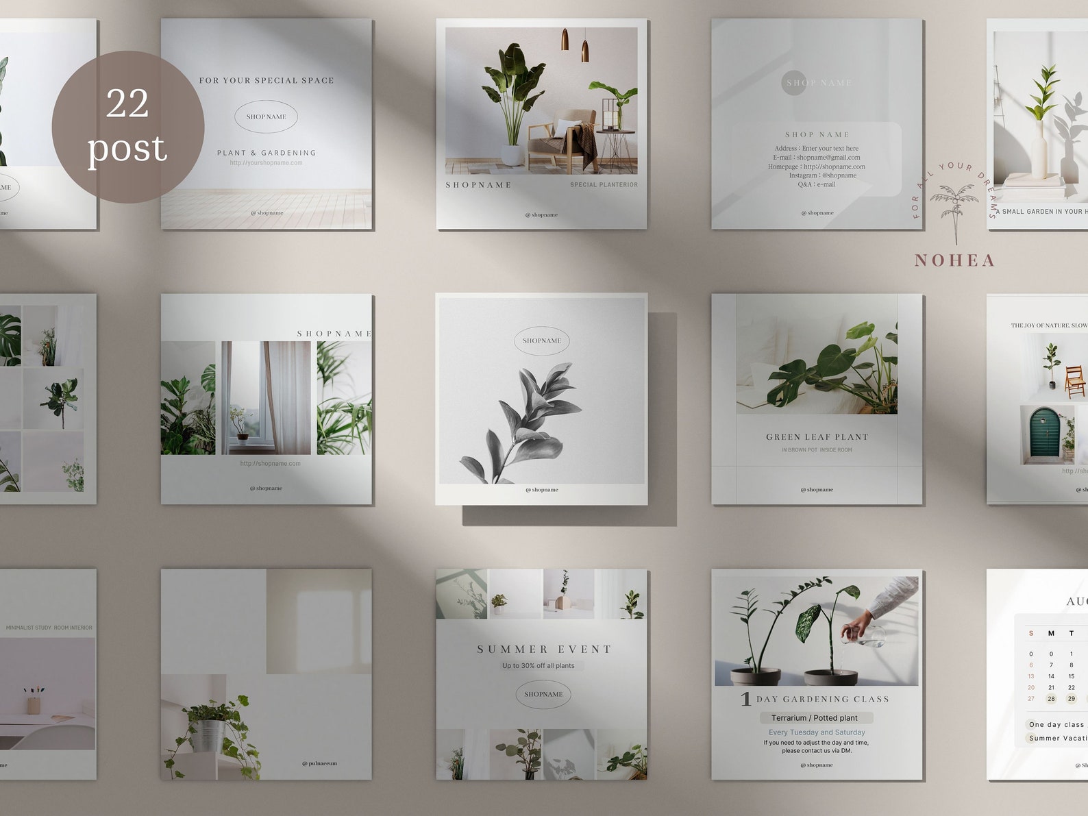 Editable Instagram Template Set Canva 36 (post, Story, Highlight Cover ...
