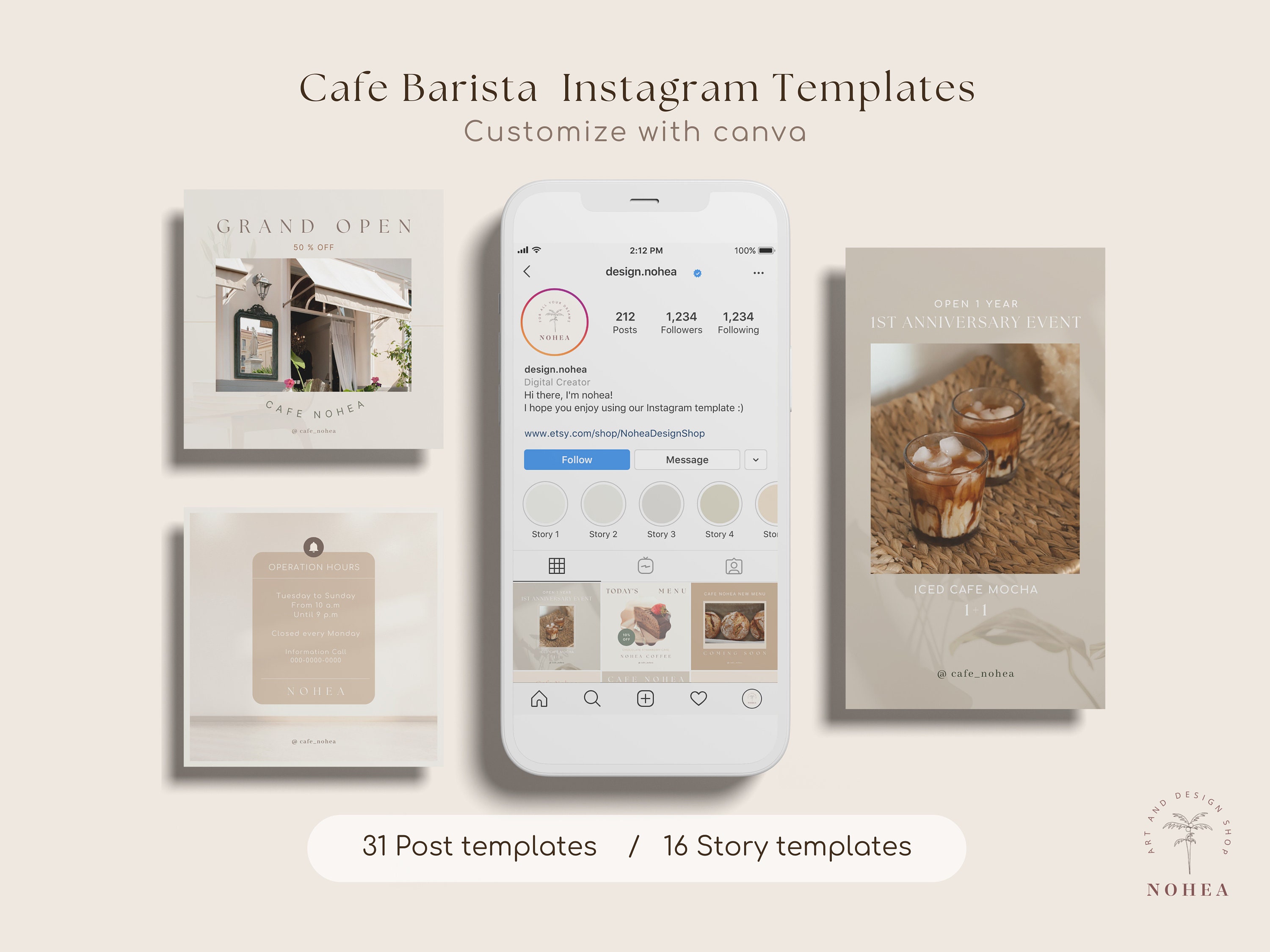 Coffee Barista Instagram Post Templates Brown Neutral Beige - Etsy