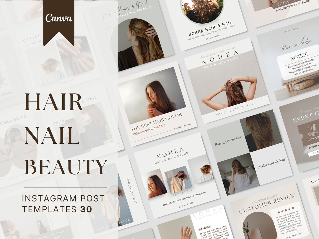 Modern Hair Stylist Instagram Post Template Canva | Nail Tech Beauty ...