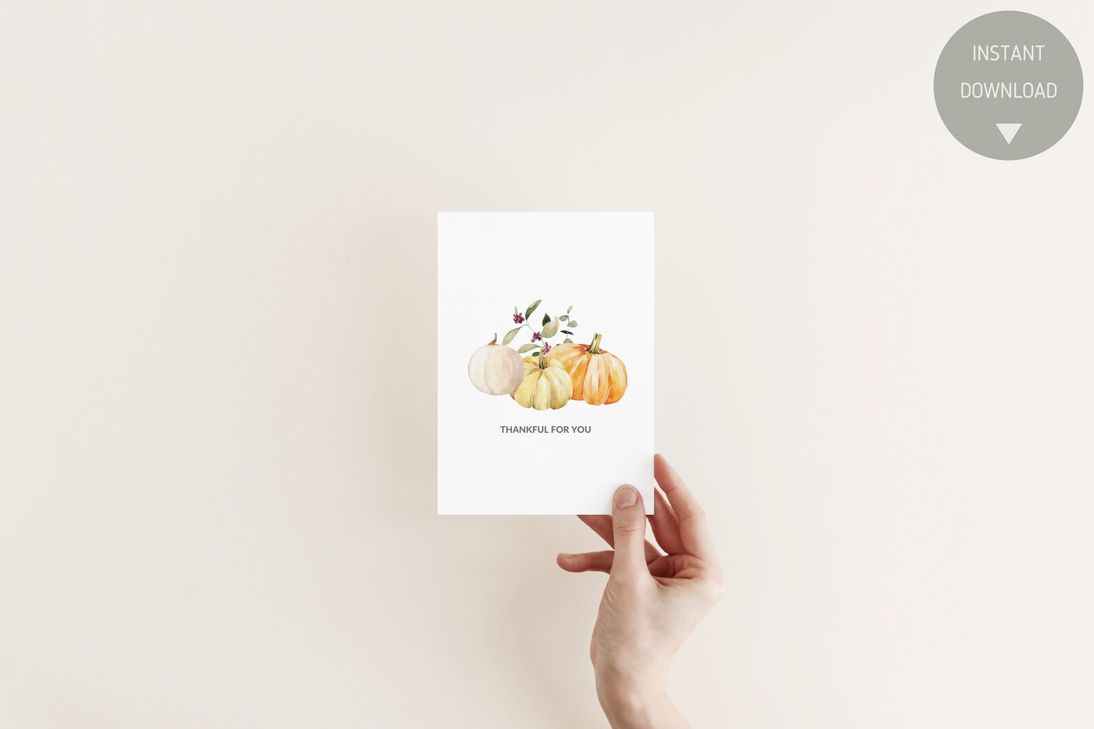 Thanksgiving Pumpkin Card Printable | Thankful Greeting Card ...