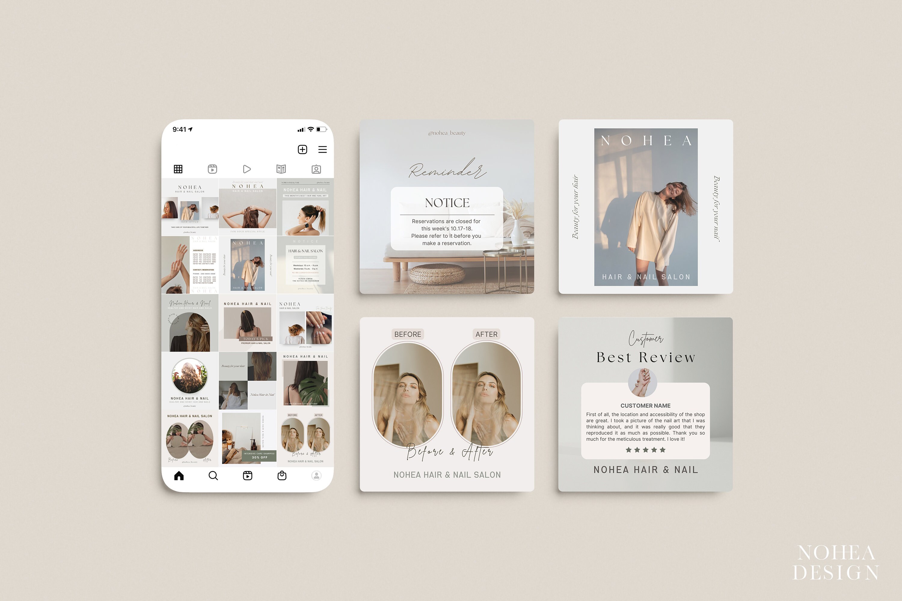 Modern Hair Stylist Instagram Post Template Canva | Nail Tech Beauty ...