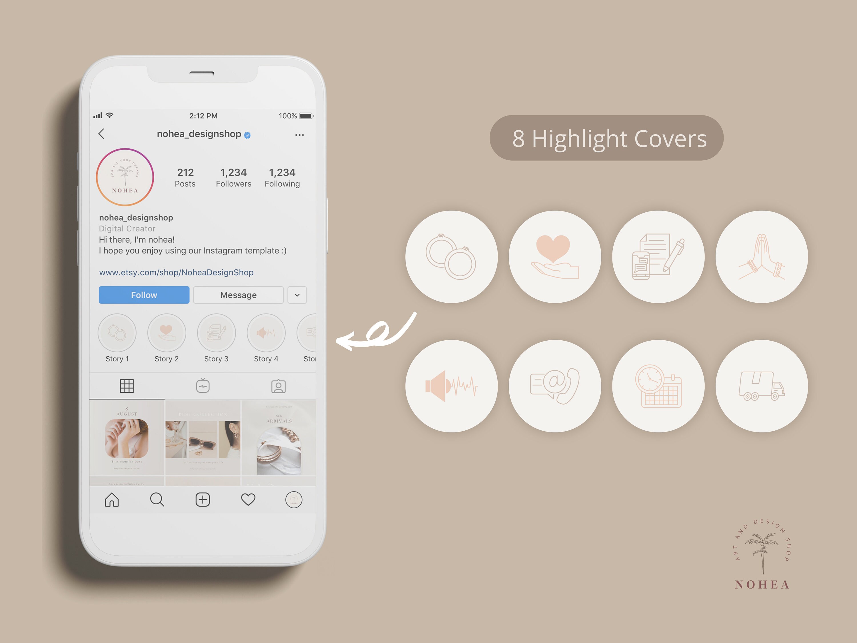 Editable Modern Neutral Beige Jewelry Brand Instagram Post - Etsy