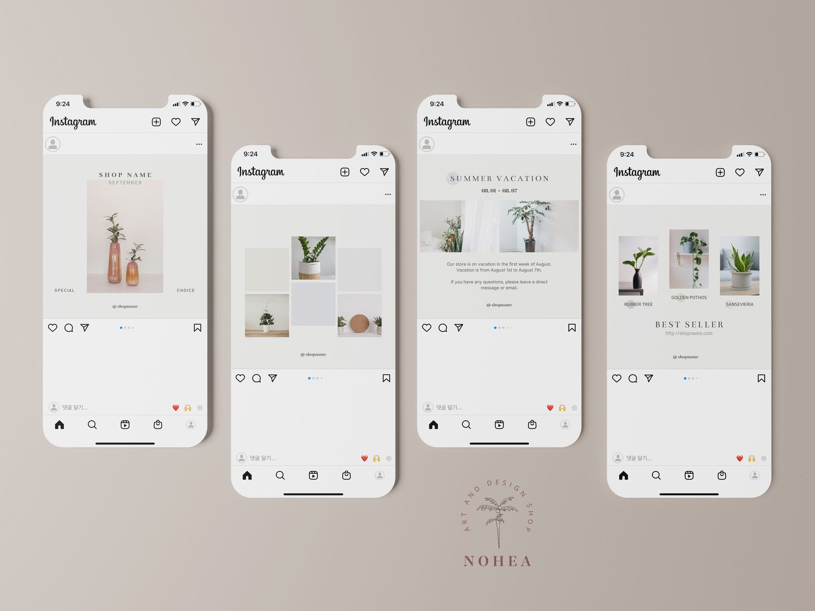 Editable Instagram Template Set Canva 36 (post, Story, Highlight Cover ...