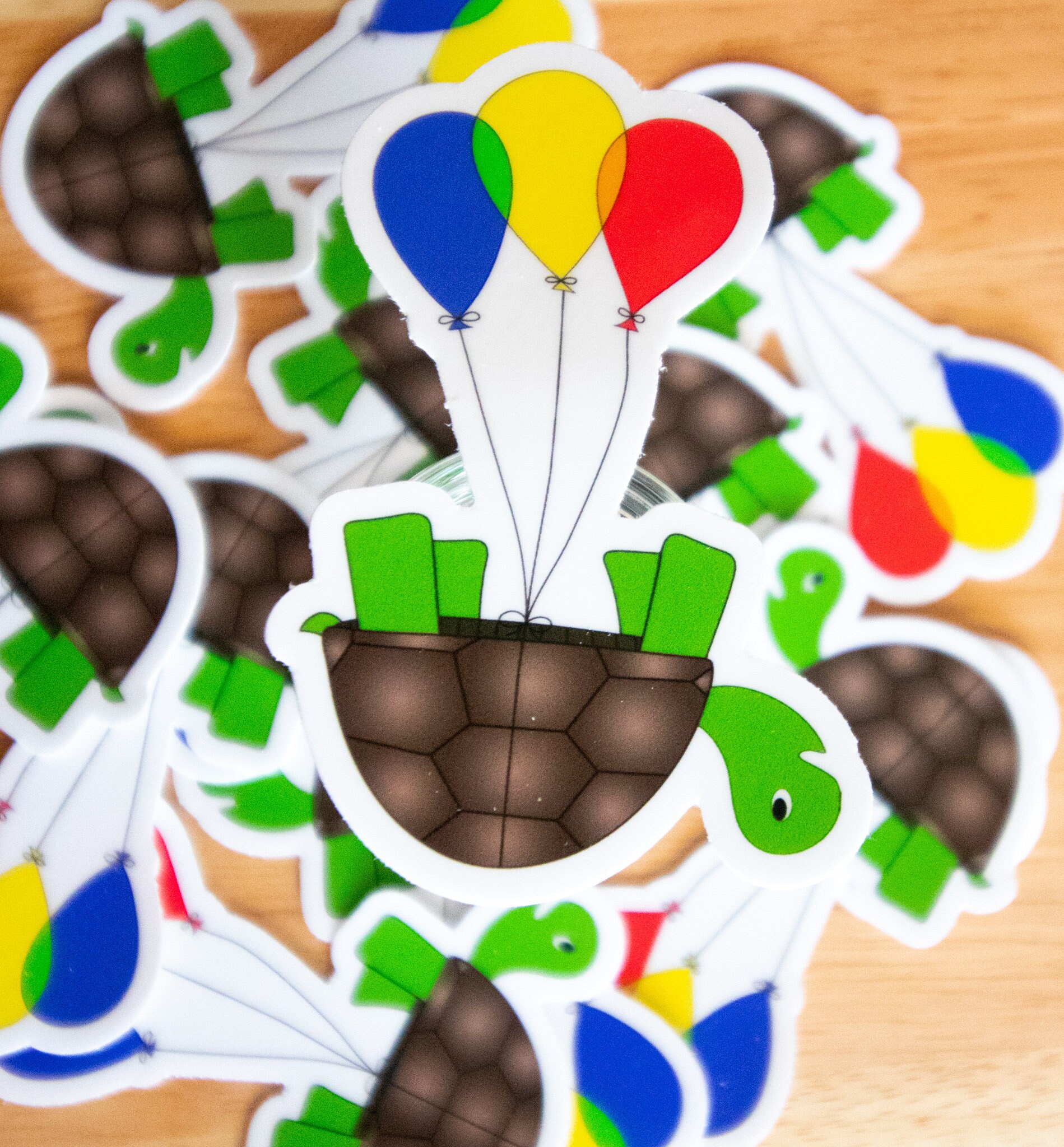 Floating Turtle With Balloons Sticker - Etsy UK