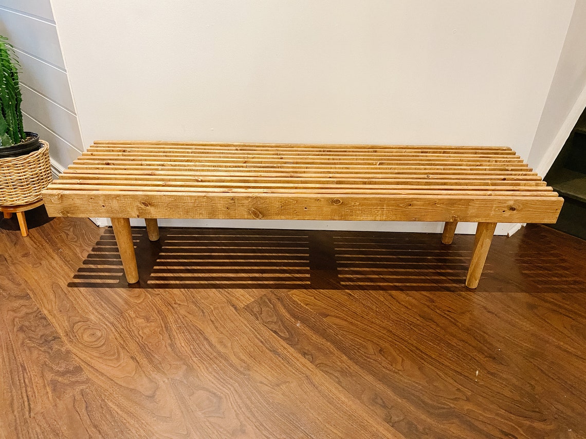 Slatted Bench - Mid Century Modern - Etsy