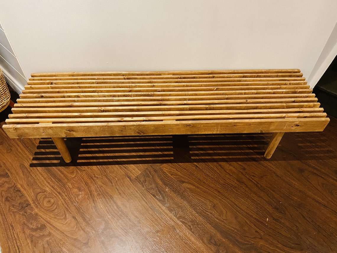 Slatted Bench - Mid Century Modern - Etsy