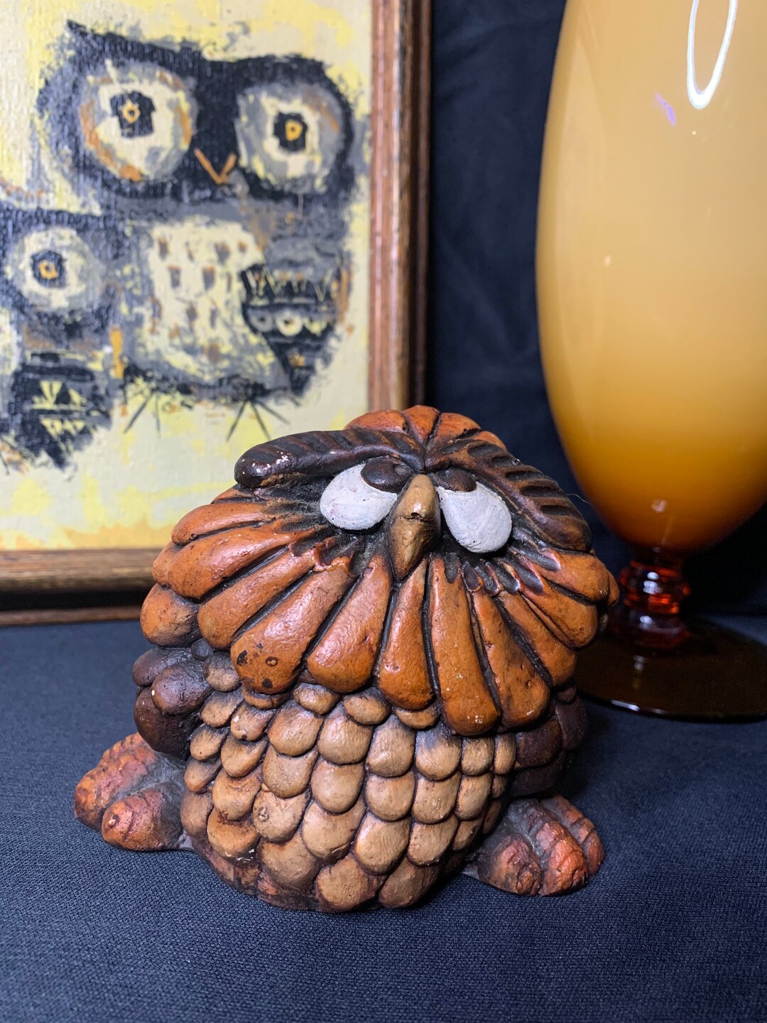 Vintage Brown/burnt Orange angry Owl Figurine - Etsy