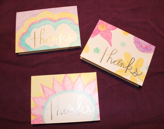 Set of 3 Happy Thank You Notes - Etsy