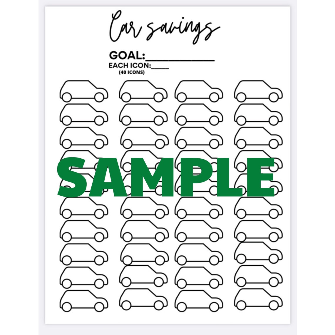 Car Fund Savings Tracker | Car Savings Goal Tracker | Savings Printable ...